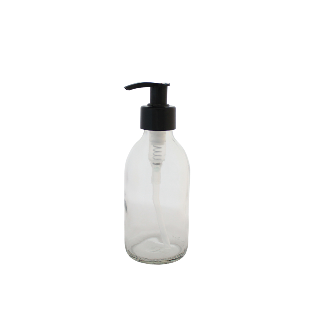 200ml Clear Glass Bottle with Black Pump – The Green Tap Store